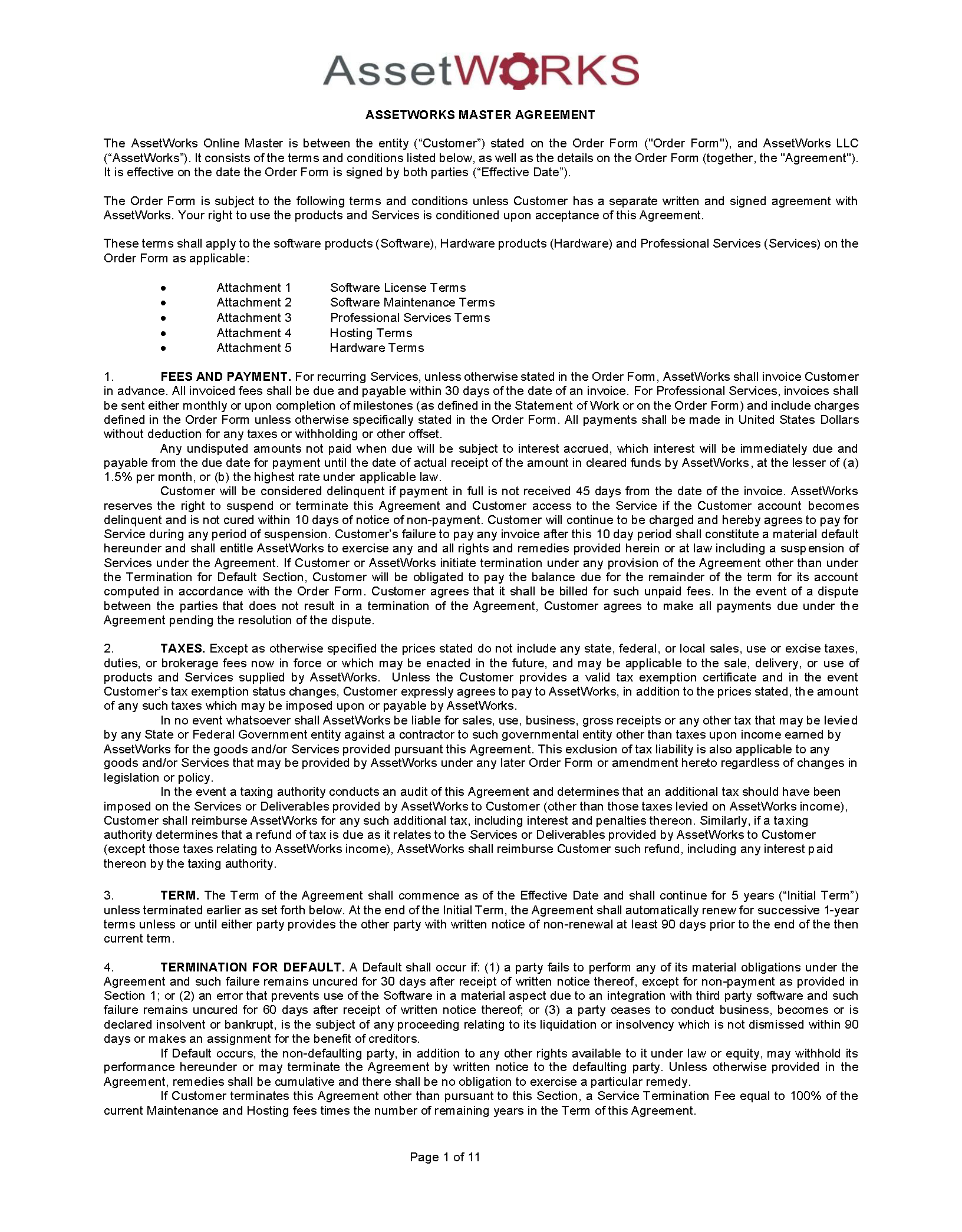 Terms and Conditions - AssetWorks